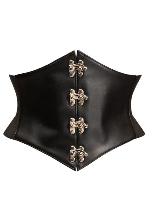 Lavish Faux Leather Black Waist Cincher Spicy Lingerie