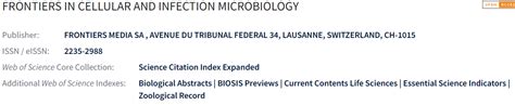 Frontiers In Cellular And Infection Microbiology的分区 佩普学术