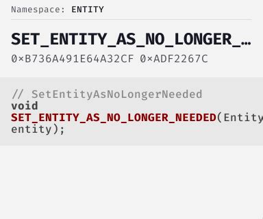 SetEntityAsNoLongerNeeded FiveM Natives Cfx Re Docs