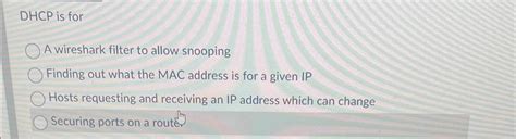 Solved Dhcp Is Fora Wireshark Filter To Allow