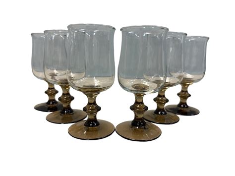 Libbey Tawny Brown Tulip Wine Glasses Set Of 6 Libbey Brown Smoke