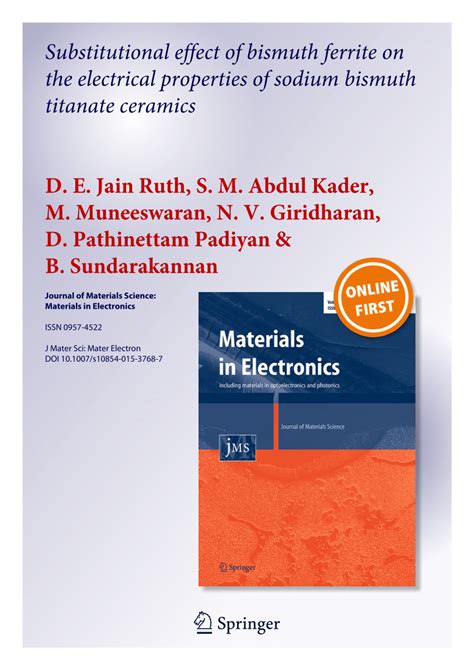 Pdf Substitutional Effect Of Bismuth Ferrite On The Electrical Properties Of Sodium Bismuth