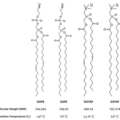 Molecular Structure Of Dope And Dspe And The Cationic Lipids Dotap And