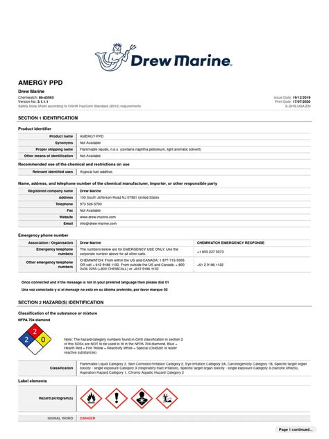 Amergy Ppd Sds Pdf Fires Combustion