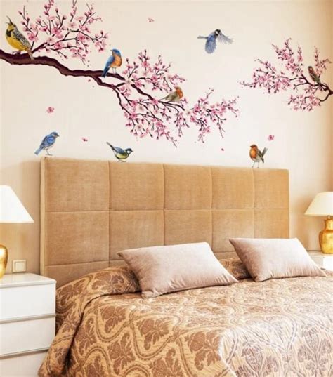 Muursticker Raamsticker Vogeltjes Vogels En Bloemenprint Tak