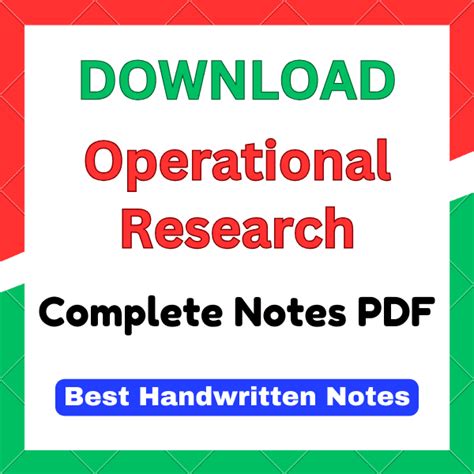 Operations Research Notes Pdf Free Download Lecture Bca