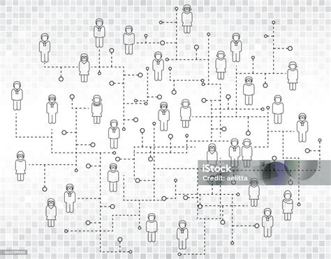 벡터 일러스트 레이 션 사람 아이콘을 포함 하는 추상 소셜 네트워크 계획의 서로에 연결 가상현실에 대한 스톡 벡터 아트 및 기타
