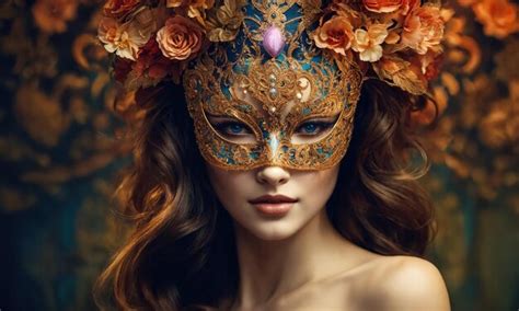 Premium Photo Beautiful Young Woman In A Venetian Mask At The