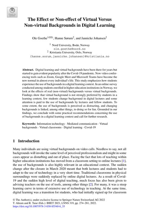 Pdf The Effect Or Non Effect Of Virtual Versus Non Virtual