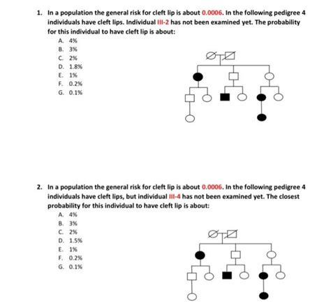 Solved 1 In A Population The General Risk For Cleft Lip Is