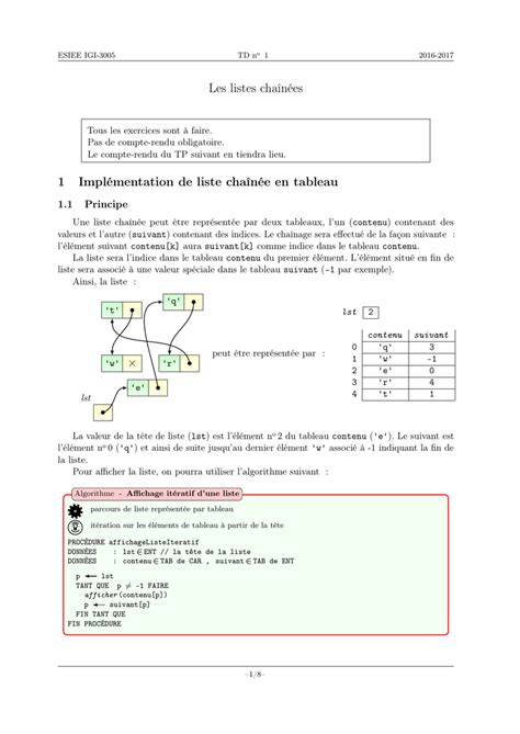 Les listes chaînées Implémentation de liste chaînée en tableau