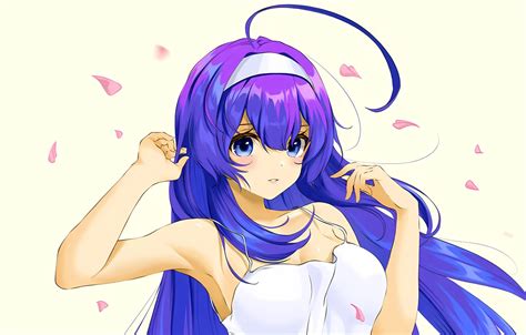 Wallpaper Girl Cleavage Long Hair Dress Boobs Anime Blue Eyes