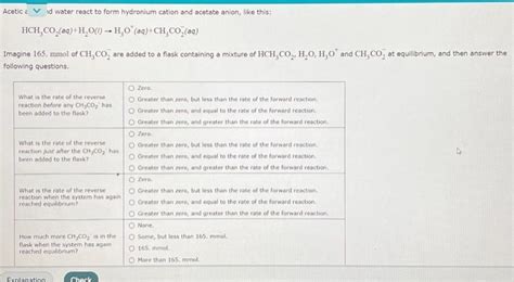 Solved Acetic 2 Id Water React To Form Hydronium Cation And