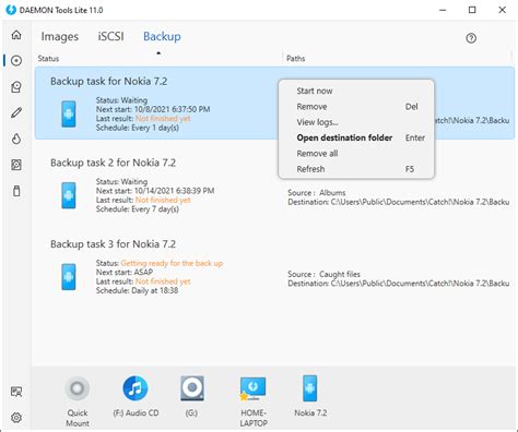 Backup Tasks DAEMON Tools Lite Help