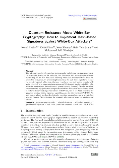 Pdf Quantum Resistance Meets White Box Cryptography How To Implement