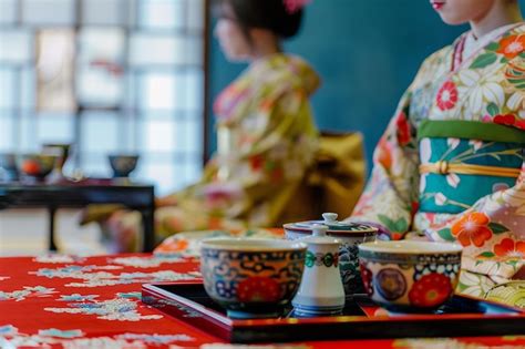Wearing Kimono During A Tea Ceremon Ar Generative Ai Premium Ai