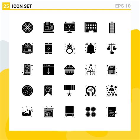 25 Thematic Vector Solid Glyphs And Editable Symbols Of Energy Electric Wifi Battery Schedule