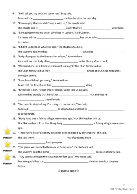 Reported Speech Lesson Revision Qu English ESL Worksheets Pdf Doc