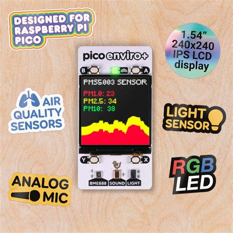 Pico Enviro Pack Shield With Environmental Sensor Sound Light Sensors And LCD For Raspberry