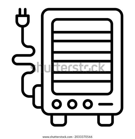 Electric Heater Vector Outline Icon Isolated Stock Vector Royalty Free