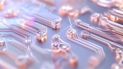 Close Up Of A Futuristic Circuit Board With Glowing Orange And Violet Traces In A High Tech
