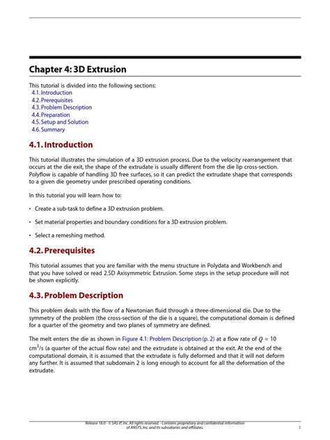 Polyflow Extrusion Ws04 3d Extrusion Pdf Fluid Dynamics 3 D Computer Graphics