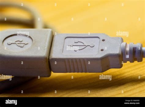 Two White USB Socket Port On Wire With USB Sign Stock Photo Alamy