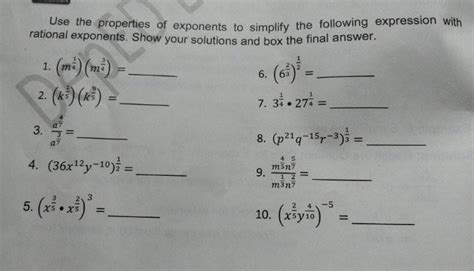Solved Use The Properties Of Exponents To Simplify The Chegg