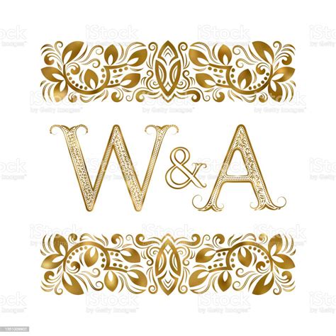 W와 빈티지 이그제큐타 기호 문자는 장식 요소로 둘러싸여 있습니다 결혼식 또는 비즈니스 파트너 로얄 스타일의 모노그램 결혼식에 대한 스톡 벡터 아트 및 기타 이미지 Istock