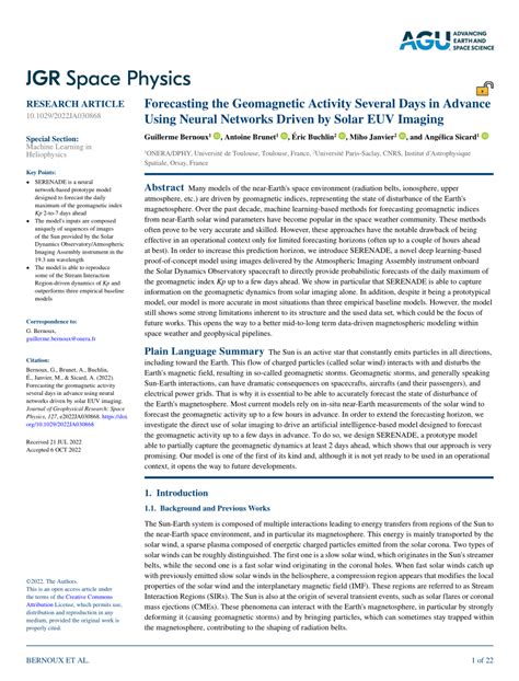 Pdf Forecasting The Geomagnetic Activity Several Days In Advance Using Neural Networks Driven