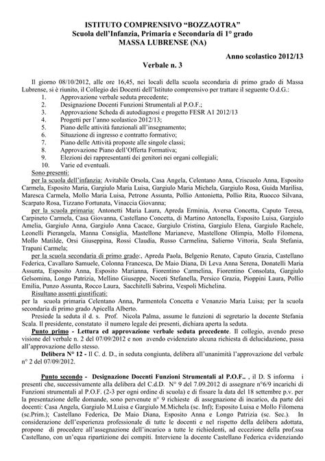 Verbale N Dell Ottobre Istituto Comprensivo Bozzaotra