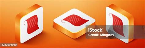 주황색 배경에 격리된 등분 성 용지 스크롤 아이콘입니다 캔버스 스크롤 기호입니다 주황색 정사각형 버튼 벡터 0명에 대한 스톡 벡터 아트 및 기타 이미지 Istock