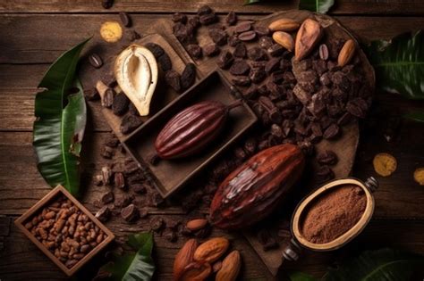 Premium Ai Image Cocoa Pod Products On Table Generate Ai