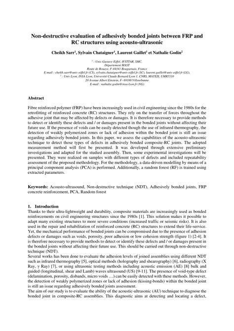 PDF Non Destructive Evaluation Of Adhesively Bonded Joints Between