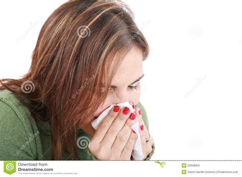 Mujer Enferma Con El Tejido Imagen De Archivo Imagen De Enfermedad