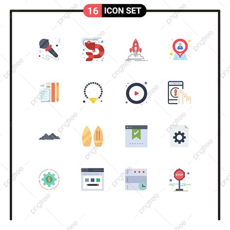 16 Flat Color Concept For Websites Mobile And Apps Location Play Design Notepad Png And