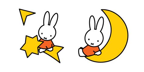 Miffy Friends Miffy On Shooting Star And Moon Cursor Custom Cursor