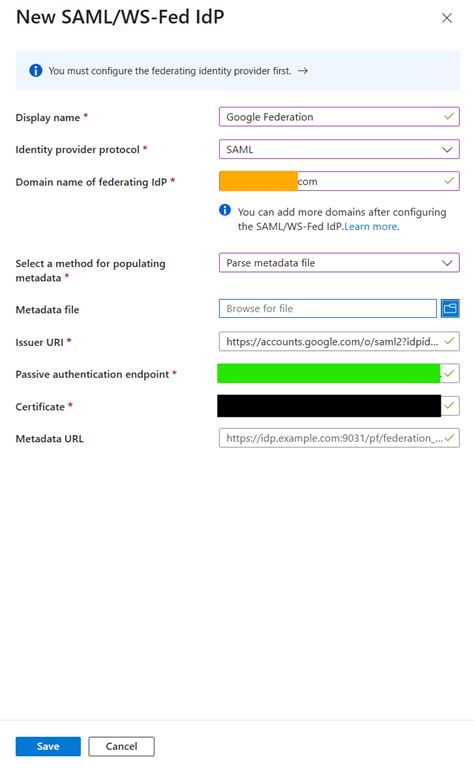 Failed To Add A Samlws Fed Identity Provider Microsoft Qanda