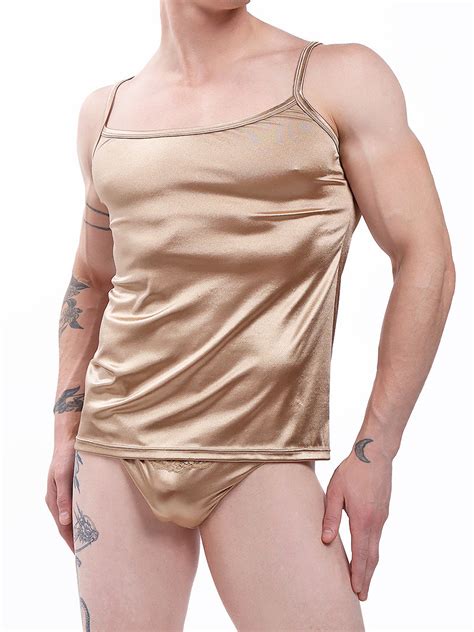 Mens Gold Satin Camisole Sexy Satin Lingerie For Men Xdress