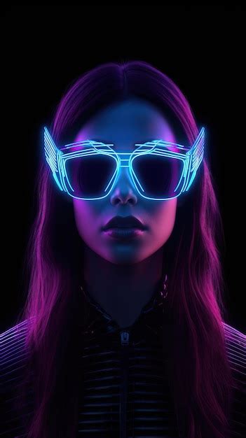 Premium Photo A Woman Wearing Neon Glasses