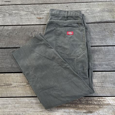 Vintage Vintage Olive Green Dickies Dungaree Fit Raw Hemmed Pants Grailed