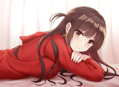 Blush Braids Brown Eyes Brown Hair Hoodie Kanojo Okarishimasu Long Hair