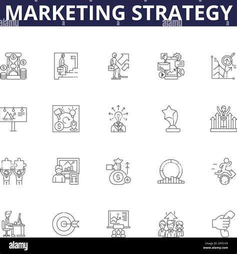 Symboles Et Signes Vectoriels De Ligne De Stratégie Marketing