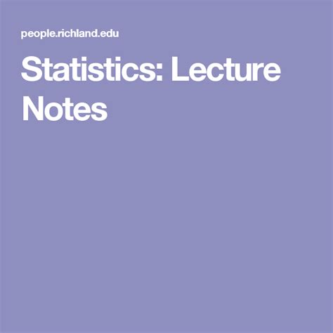Statistics Lecture Notes