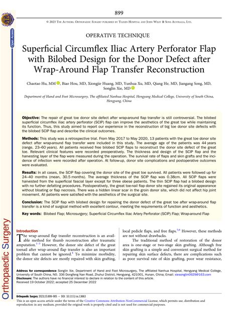 Pdf Superficial Circumflex Iliac Artery Perforator Flap With Bilobed