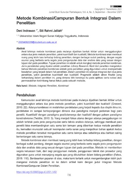 View Of Metode Kombinasi Campuran Bentuk Integrasi Dalam Penelitian Pdf