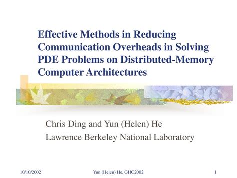 nersc lbnl 08 07 2002 effective methods in reducing communication