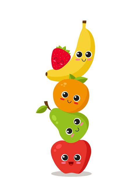 Kawaii Fruit Cute Fruit Clipart Happy Fruit Clip Art By Clipartisan