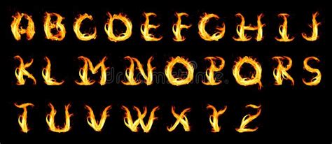 Letras Ardentes Do Alfabeto Do Fogo Das Chamas Ilustração Stock