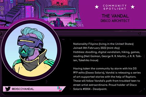 Disco Solaris NFT On Twitter Community Spotlight DiscoVandal